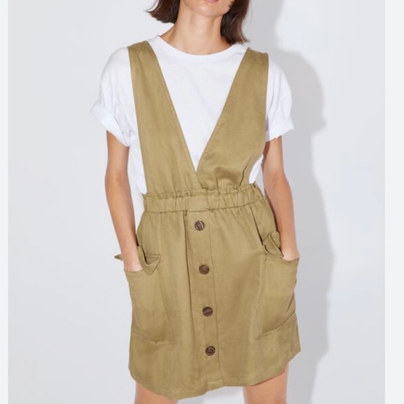 Zara | Dresses | Zara Army Green Pinafore Dress | Poshmark